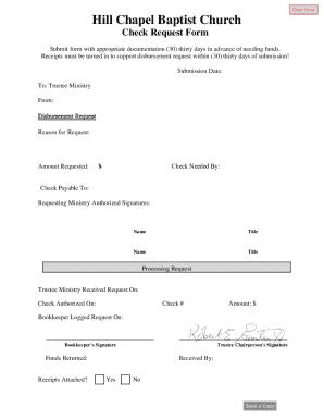 Fillable Online VII. CHURCH FORMS. - Clover SitesChurch Check Request ...