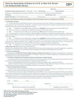 Fillable Online Form for Declaration of Status as U.S. or Non U.S ...