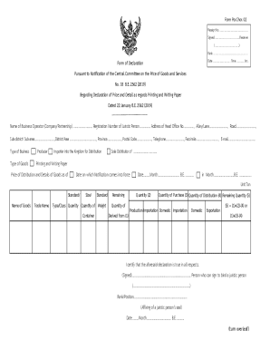 Fillable Online Regarding Declaration of Price and Detail as regards ...