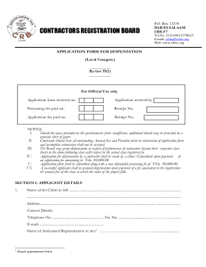 Fillable Online APPLICATION FORM FOR DISPENSATION - Fill and Sign ...