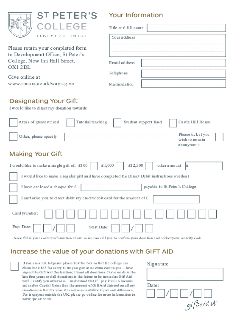 Fillable Online this form - St Peter's College Fax Email Print - pdfFiller