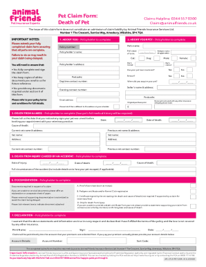 Fillable Online Pet Claim Form: Fax Email Print - pdfFiller