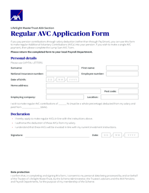 Fillable Online LifeSight MasterTrust AXA Section Regular AVC Application Form Fax Email Print ...