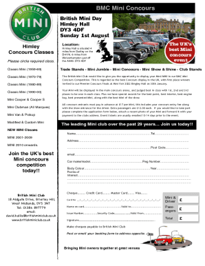 Fillable Online Mini Concours Form - British Mini Club Fax Email Print ...