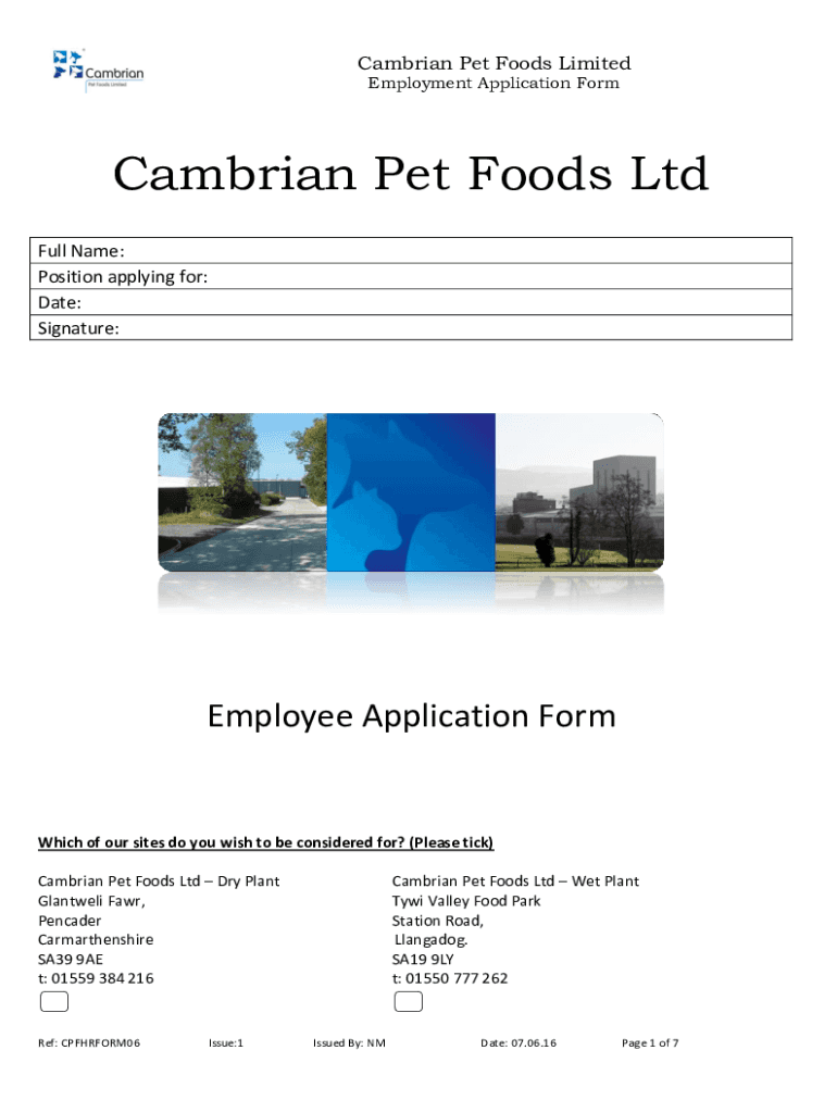 Fillable Online Cambrian Pet Foods Ltd Fax Email Print - pdfFiller
