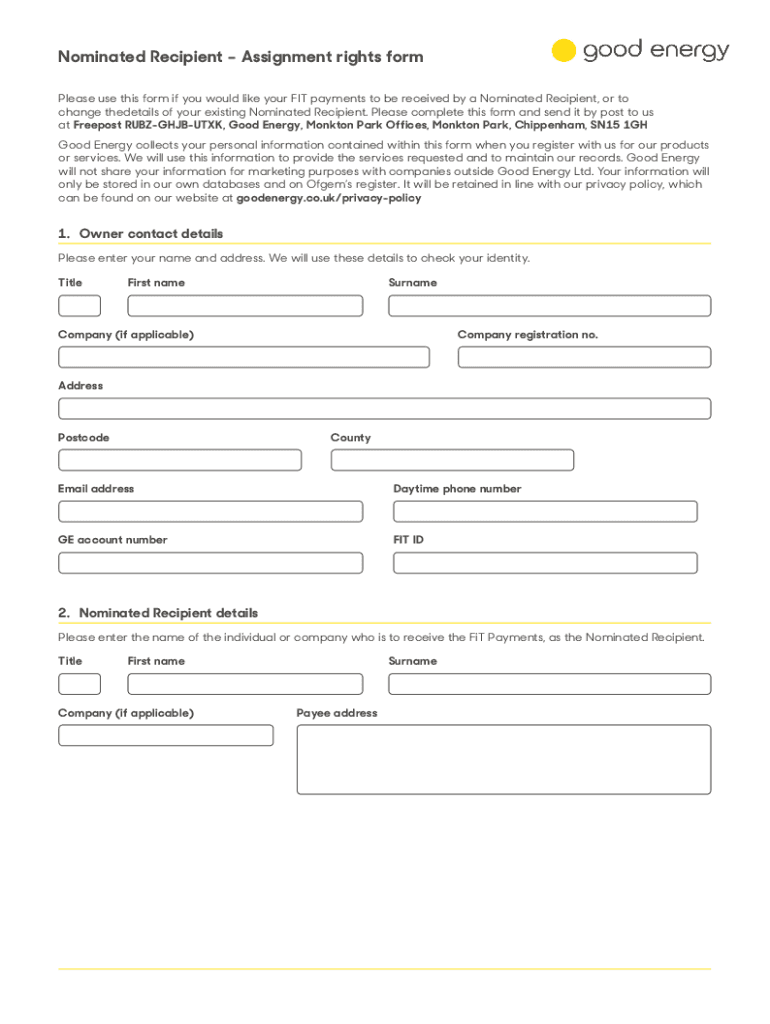 Fillable Online Assignment of Rights - Legal Form to Transfer Money or ...