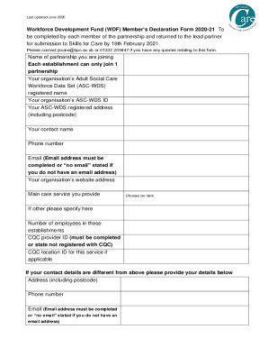 Fillable Online picbdp co Workforce Development Fund (WDF) member s ...