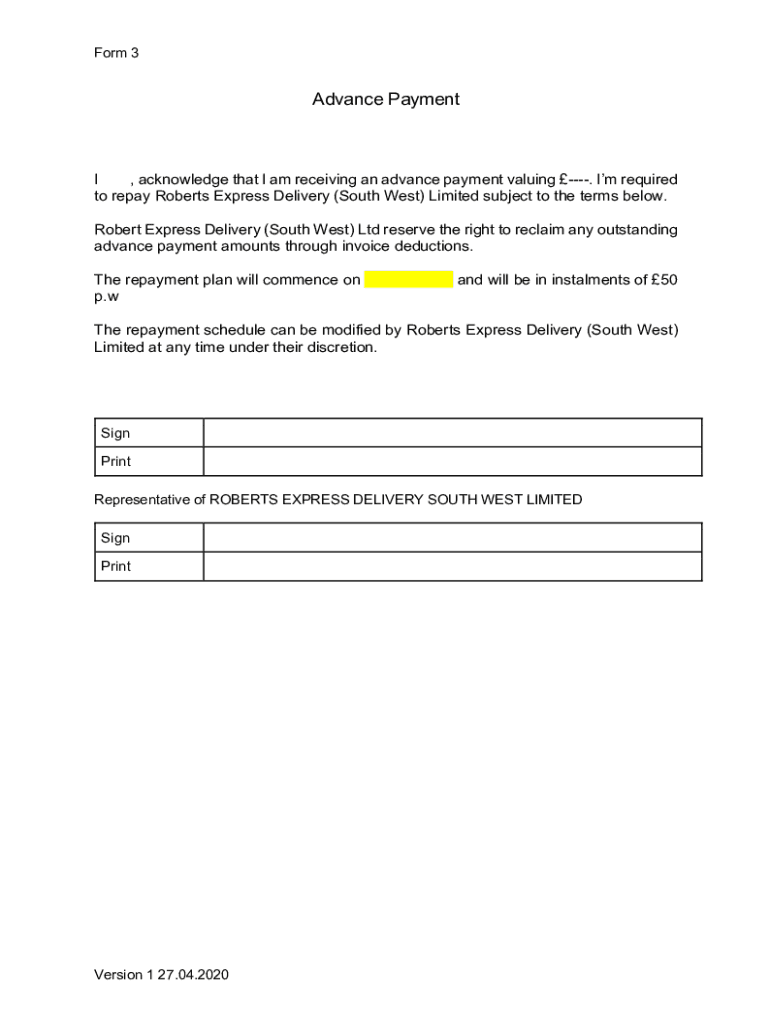 Fillable Online How to account for customer advance ...