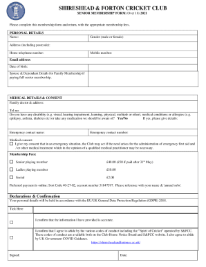Fillable Online SENIOR MEMBERSHIP FORM (Over 18) 2021 Fax Email Print ...