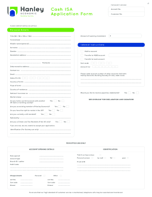 Fillable Online Cash ISA application form - Ecology Fax Email Print ...