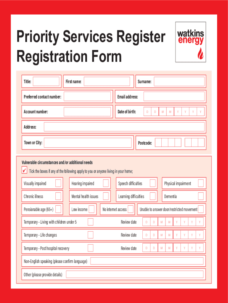 Fillable Online Priority Services Register Fax Email Print - pdfFiller