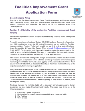 Fillable Online Facilities Improvement Grant Application Form Fax Email Print - pdfFiller