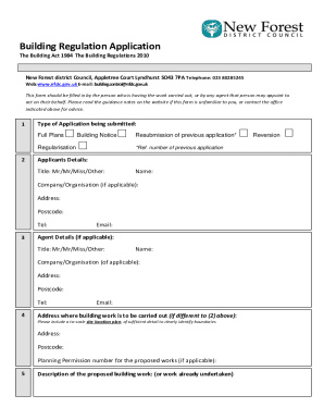 Fillable Online newforest gov Building Regulation Application - New ...