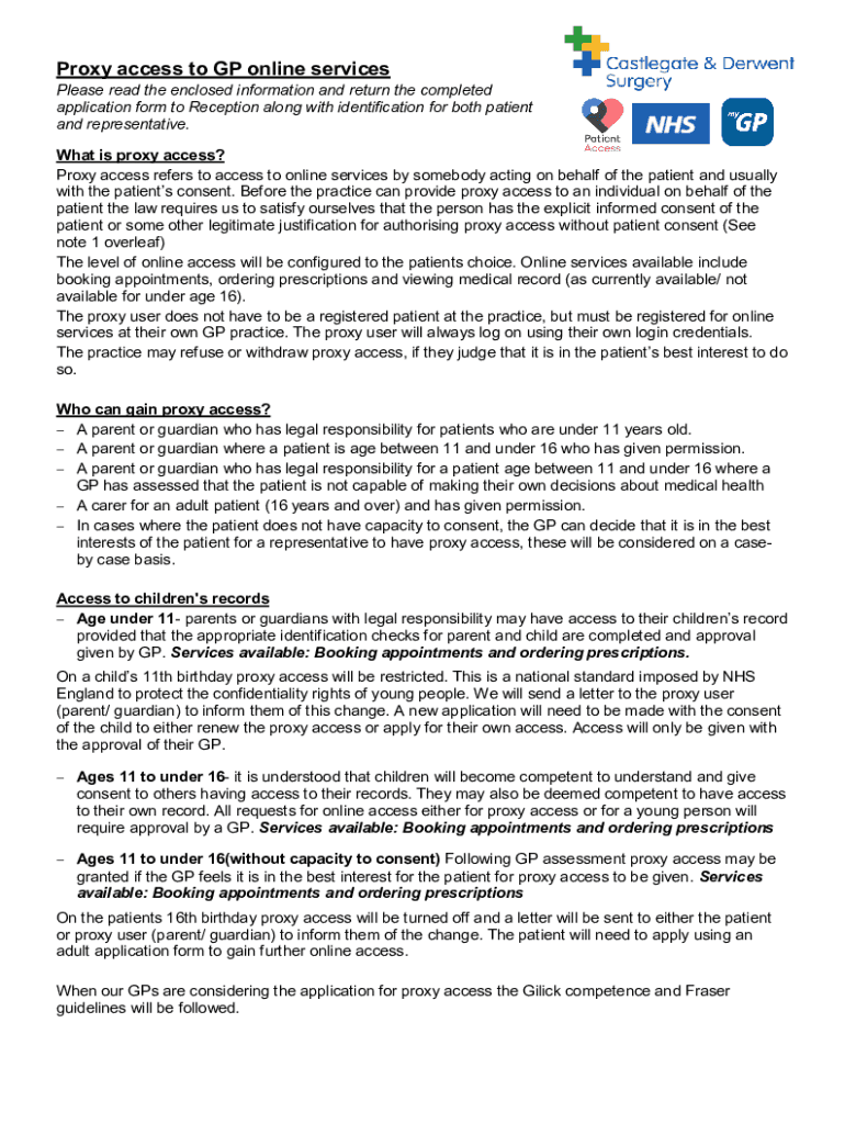 Fillable Online Online services: Proxy Access Guidance for general ...
