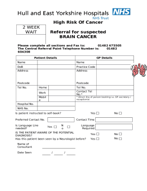 High Risk Of Cancer 2 WEEK WAIT Referral for suspected ... Doc Template ...