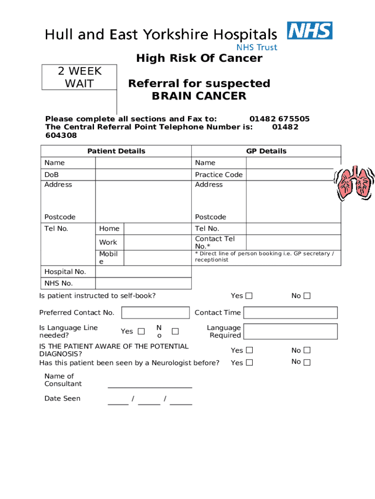 High Risk Of Cancer 2 WEEK WAIT Referral for suspected ... Doc Template ...