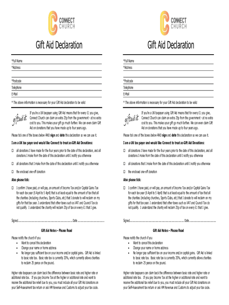 Fillable Online New Gift Aid Declaration: What Charities Need to DoWhen ...