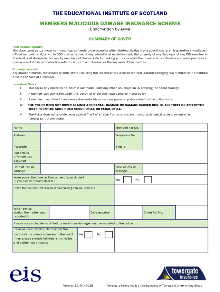 Fillable Online Fillable Online EIS Scotland's Largest Teaching Union ...