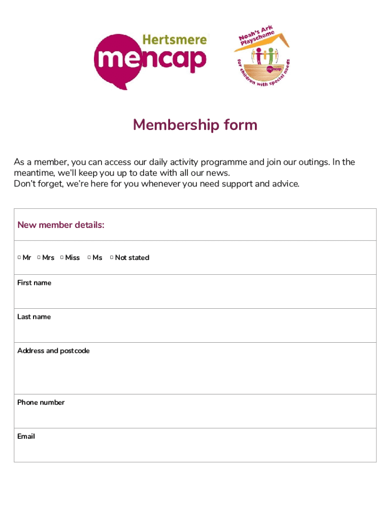 Fillable Online Create Free Membership Application Forms ...
