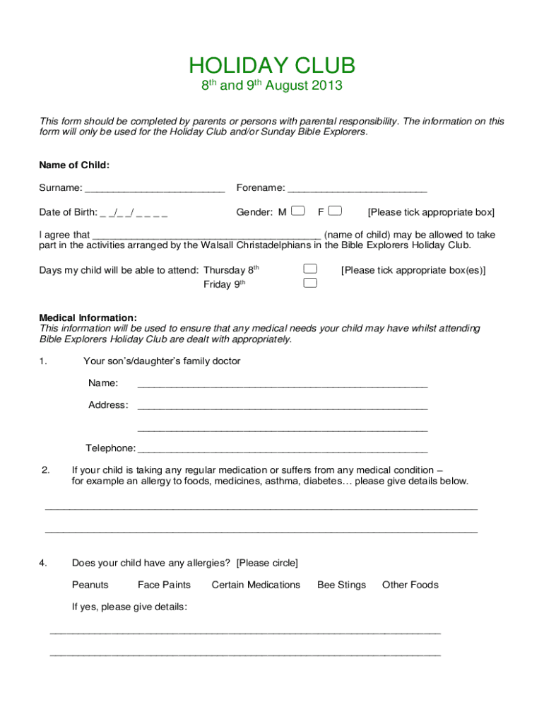 Fillable Online FREE 11+ Holiday Request Forms in PDFMS WordExcelMember ...