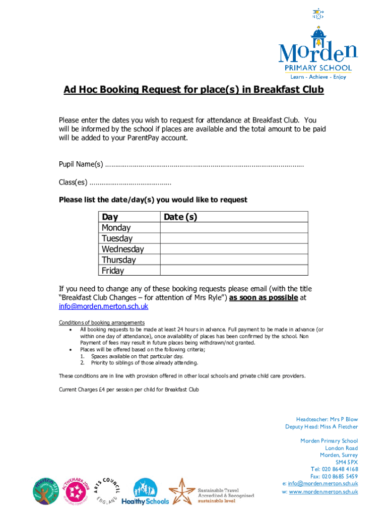 Fillable Online Ad Hoc Booking Form Fax Email Print - pdfFiller