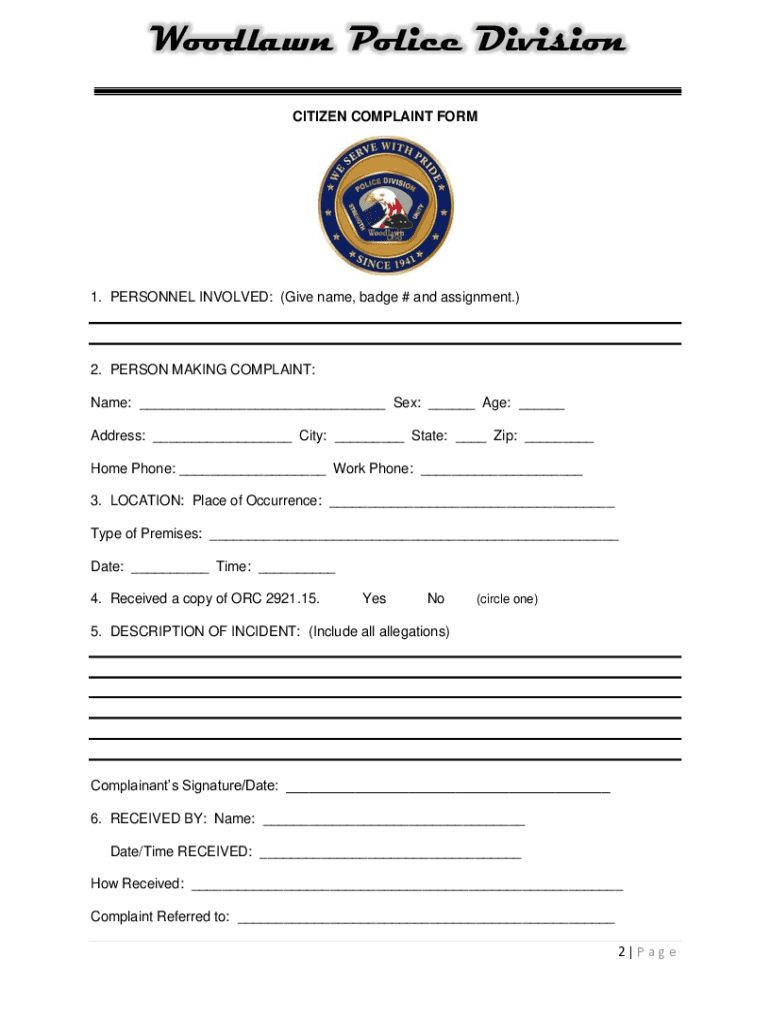 Fillable Online Addressing Police Misconduct Laws Enforced By The Department ... Fax Email Print ...