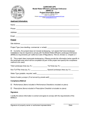 Fillable Online ci carson ca Carsonscape MWELO Project Information ...