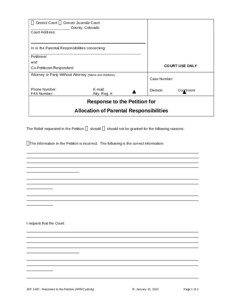 Response to the Petition for Allocation of Parental ... Doc Template ...