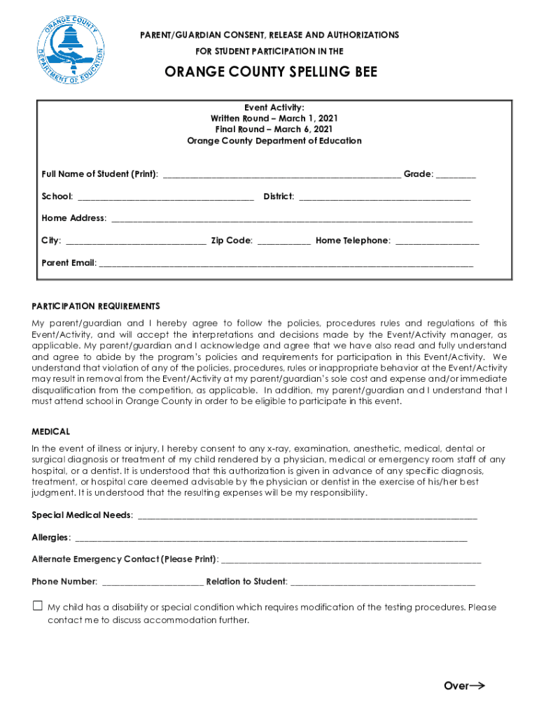 Fillable Online PARENT/GUARDIAN CONSENT, RELEASE AND AUTHORIZATIONS FOR ... Fax Email Print ...