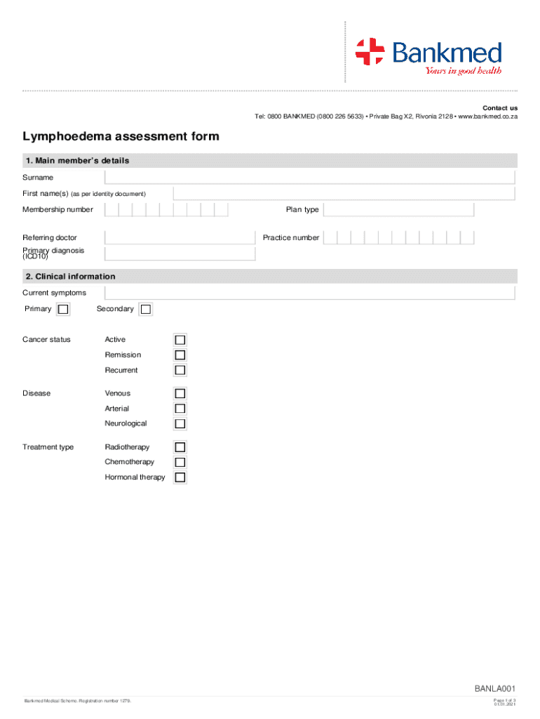 Fillable Online Lymphoedema assessment form Fax Email Print - pdfFiller