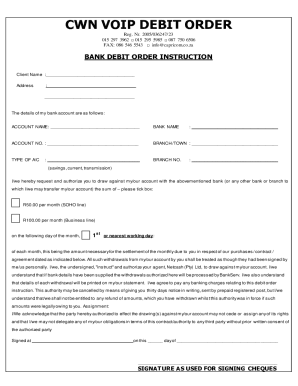 Fillable Online capricom co CWN VOIP DEBIT ORDER - Capricom Fax Email ...