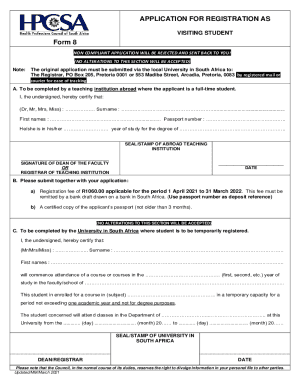 Fillable Online APPLICATION FOR REGISTRATION AS - Home - HPCSA Fax ...