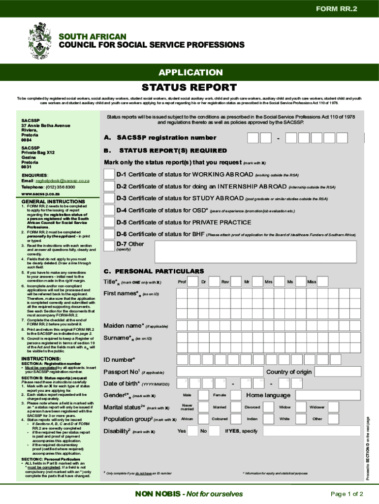 Fillable Online To be completed by registered social workers, social ...
