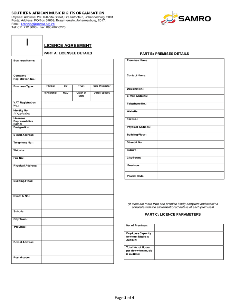Fillable Online Music creator application SAMRO Fax Email Print - pdfFiller