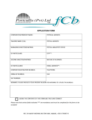 Fillable Online FCB APPLICATION FORM Fax Email Print - pdfFiller