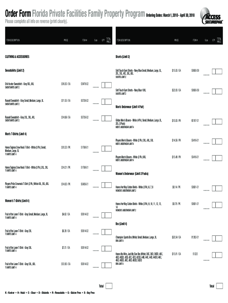 Fillable Online Order Form Florida Private Facilities ...