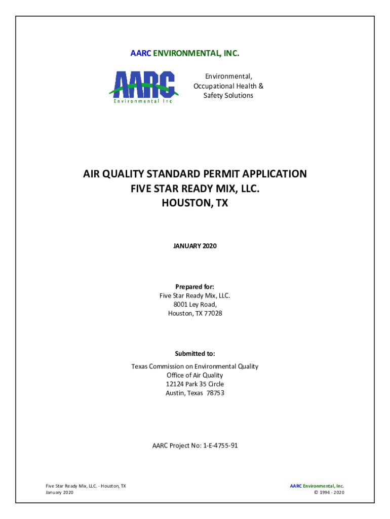 Fillable Online AIR QUALITY STANDARD PERMIT APPLICATION - AARC ...