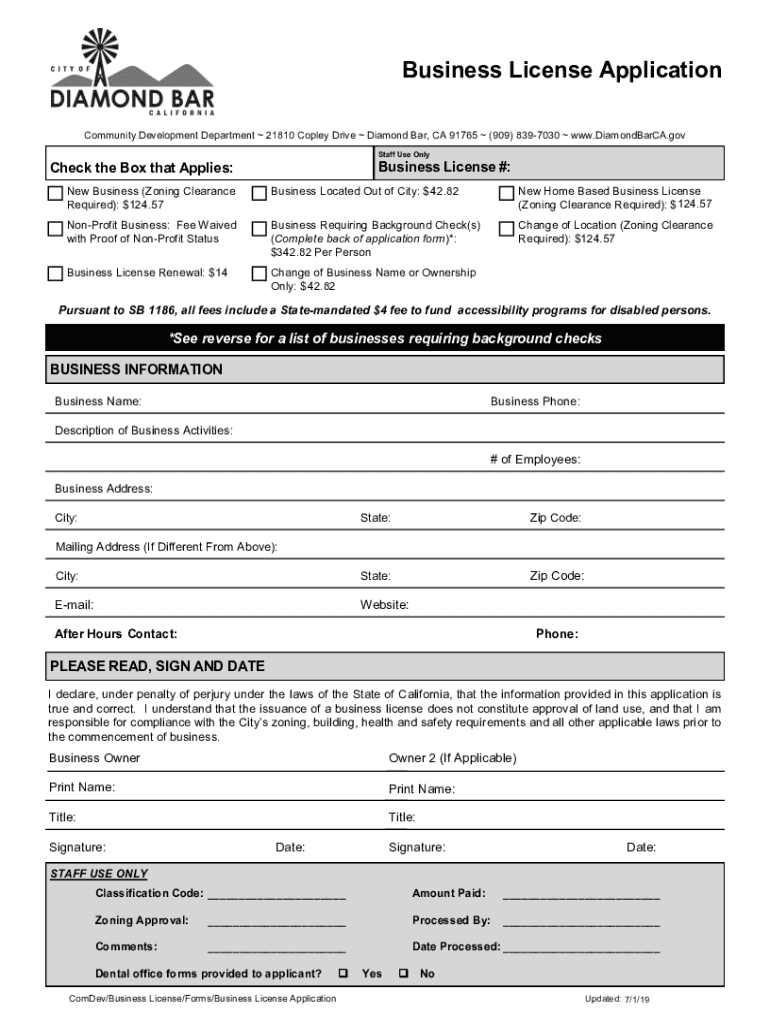 Fillable Online Fillable Online Business License Application Packet ...