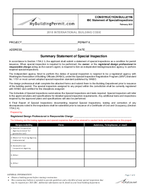 Fillable Online IBC Statement of Special Inspections Fax Email Print ...