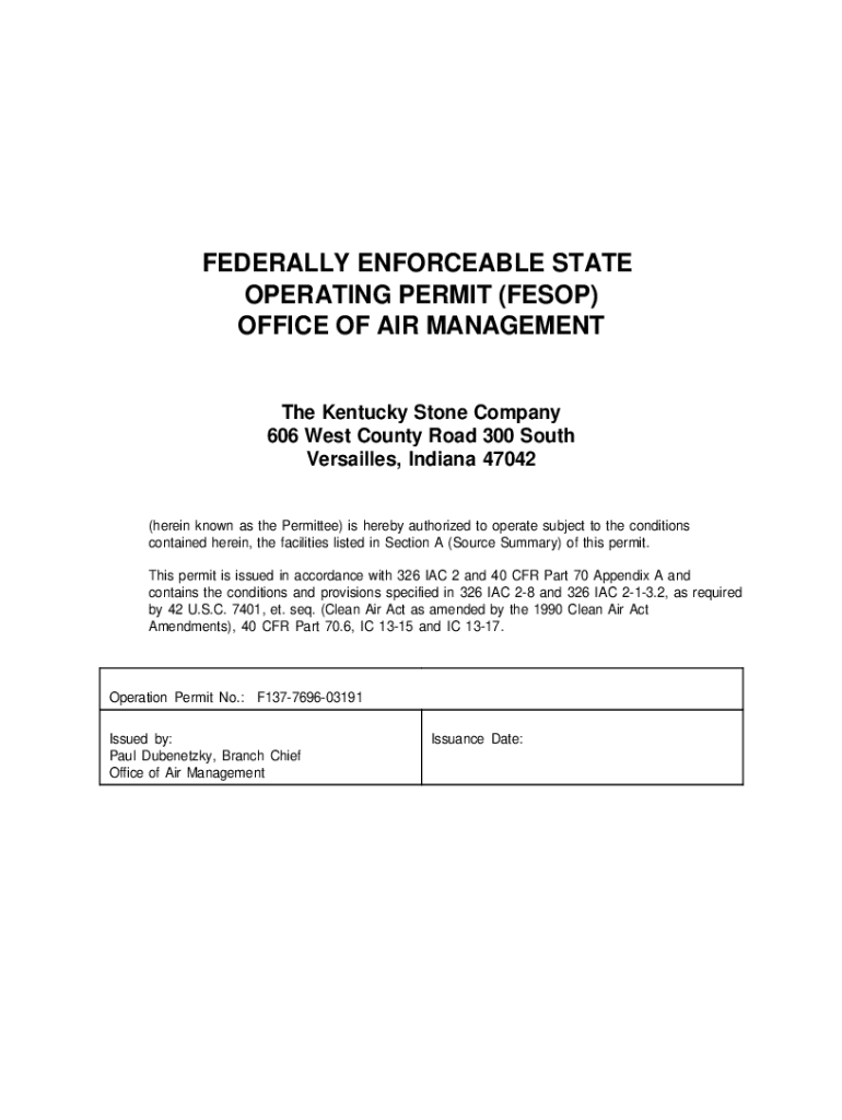 Fillable Online permits air idem in Federally Enforceable State ...