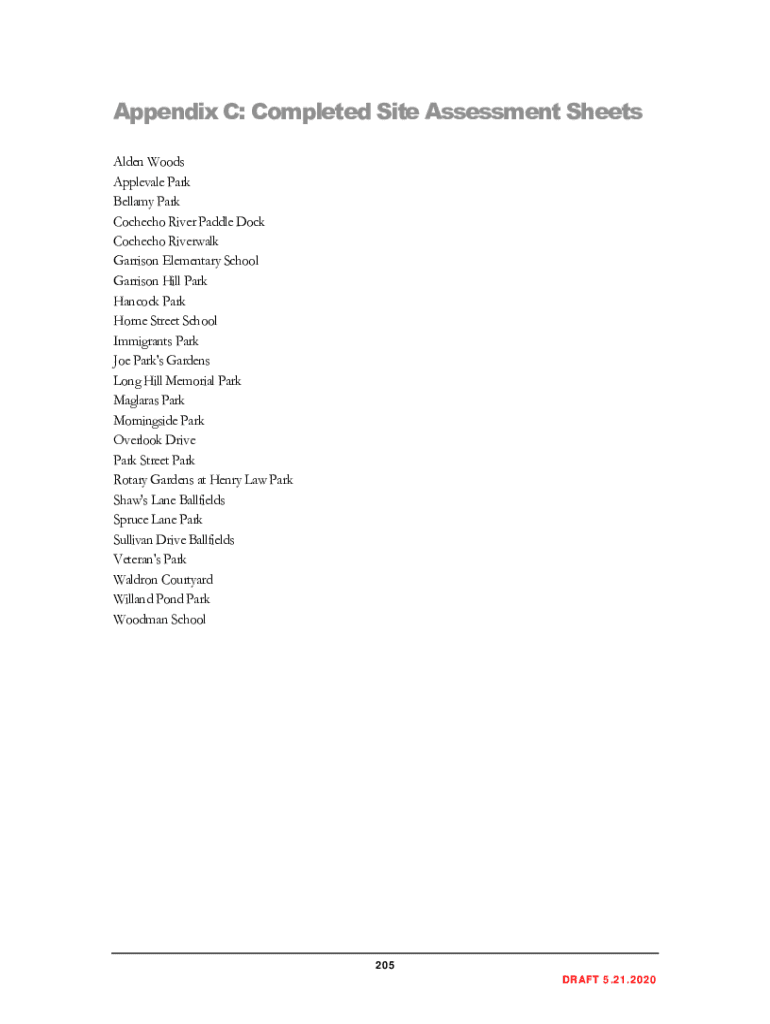 Fillable Online Appendix C: Completed Site Assessment Sheets Fax Email ...