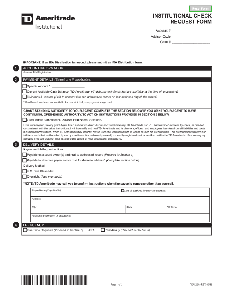 Fillable Online Institutional Check Request Form-TDI 0619 Fax Email ...