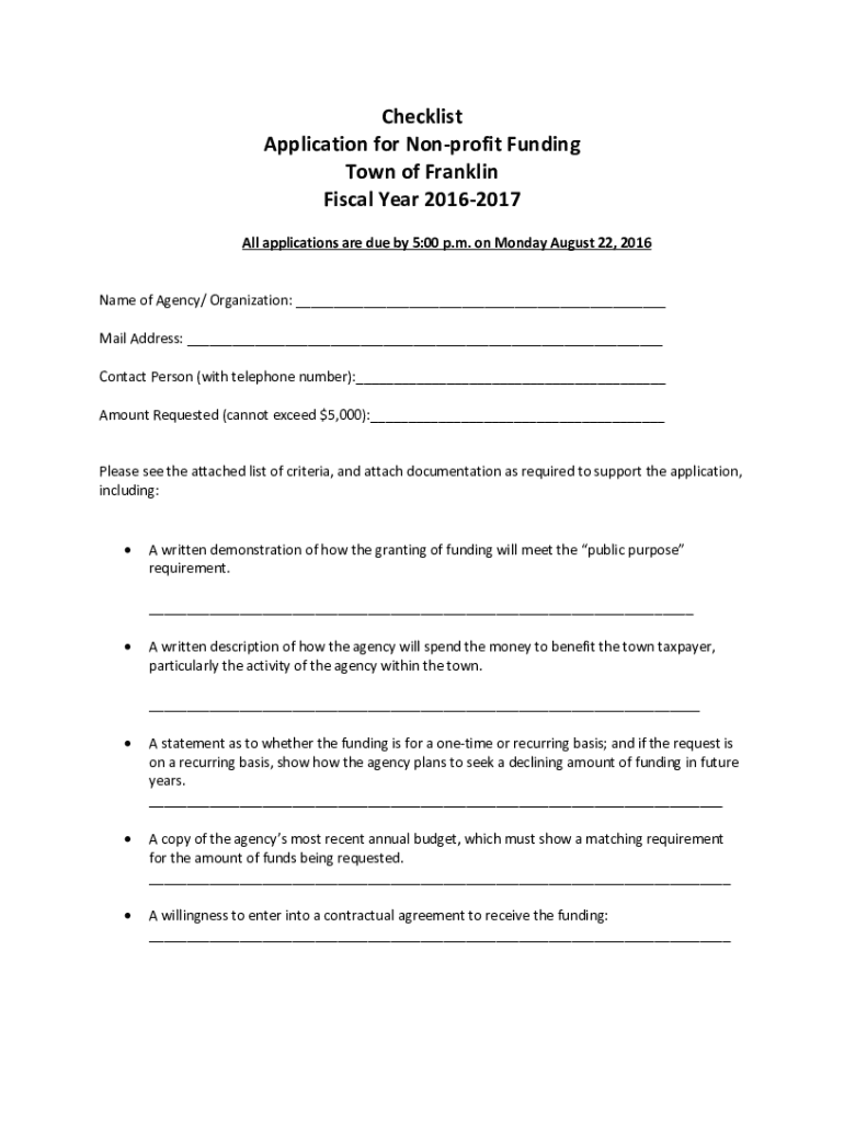 Fillable Online Application for Non-profit Funding Fax Email Print ...