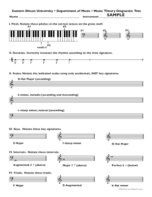 Fillable Online SAMPLE-Music Theory Diagnostic Test - EIU Fax Email ...