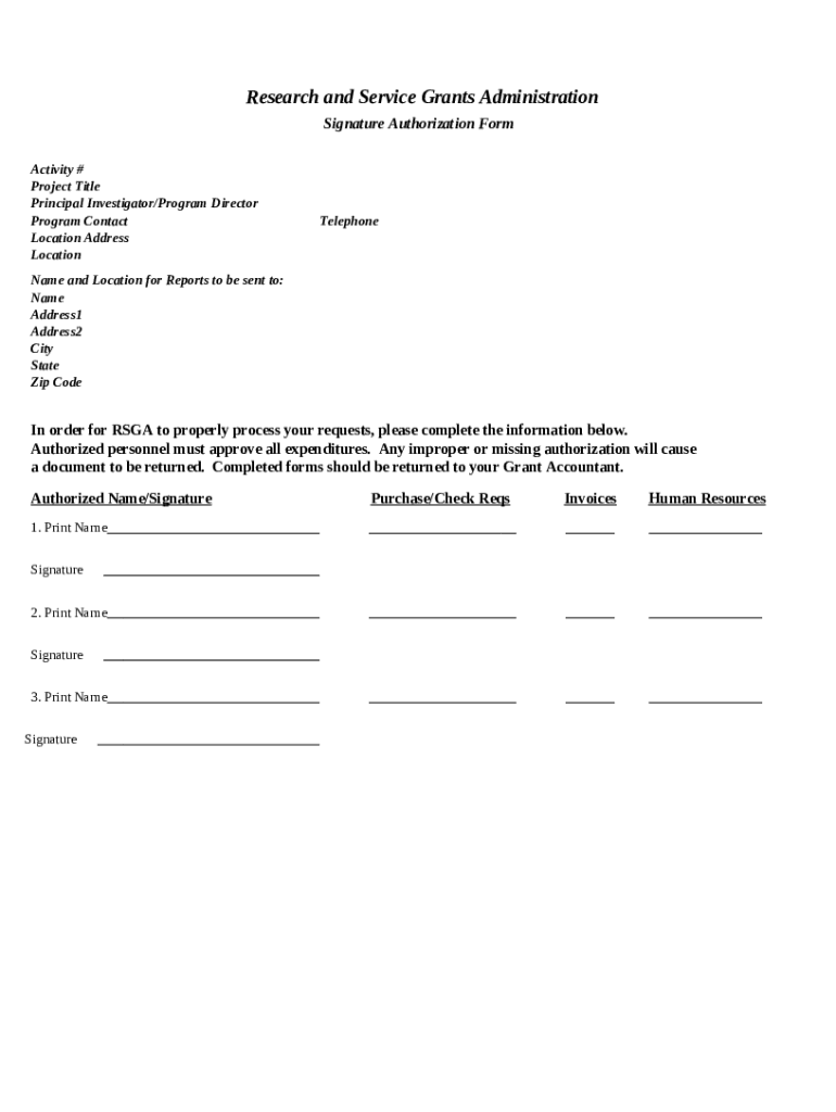 BMC grants signature authorization Doc Template | pdfFiller