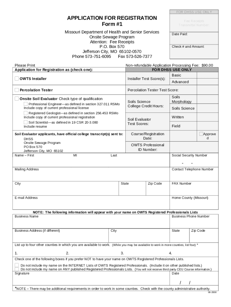 Application for Registration Renewal - Missouri Department ... - health ...