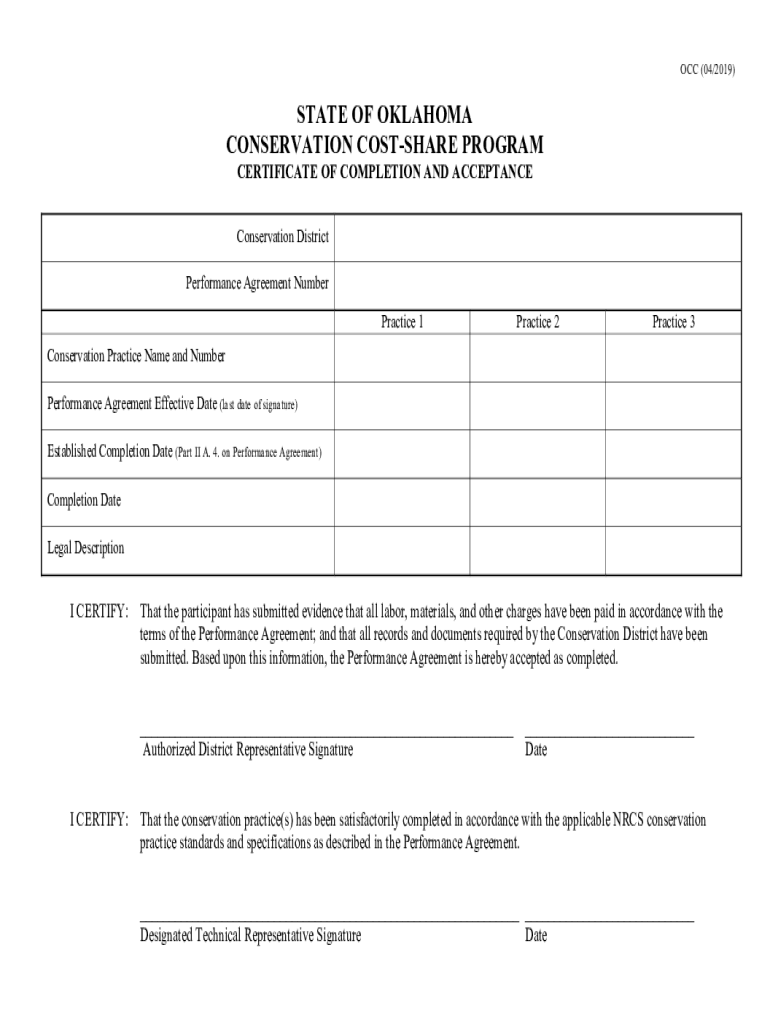 Fillable Online Section 5 Form Certificate of Completion and Acceptance ...