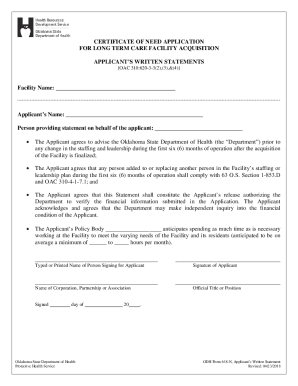 Fillable Online CERTIFICATE OF NEED APPLICATION FOR LONG TERM CARE ...