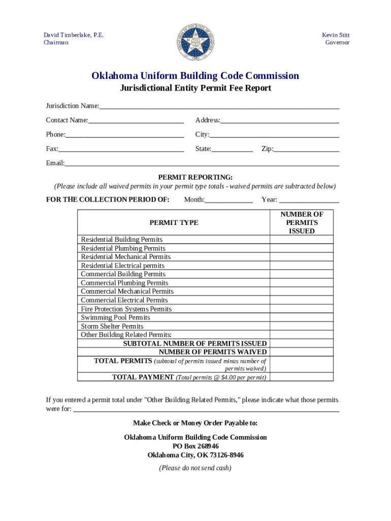 Oklahoma Uni Building Code Commission Jurisdictional ... Doc Template ...