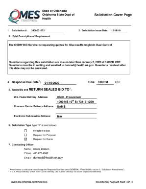 Fillable Online The OSDH WIC Service is requesting quotes for Glucose ...